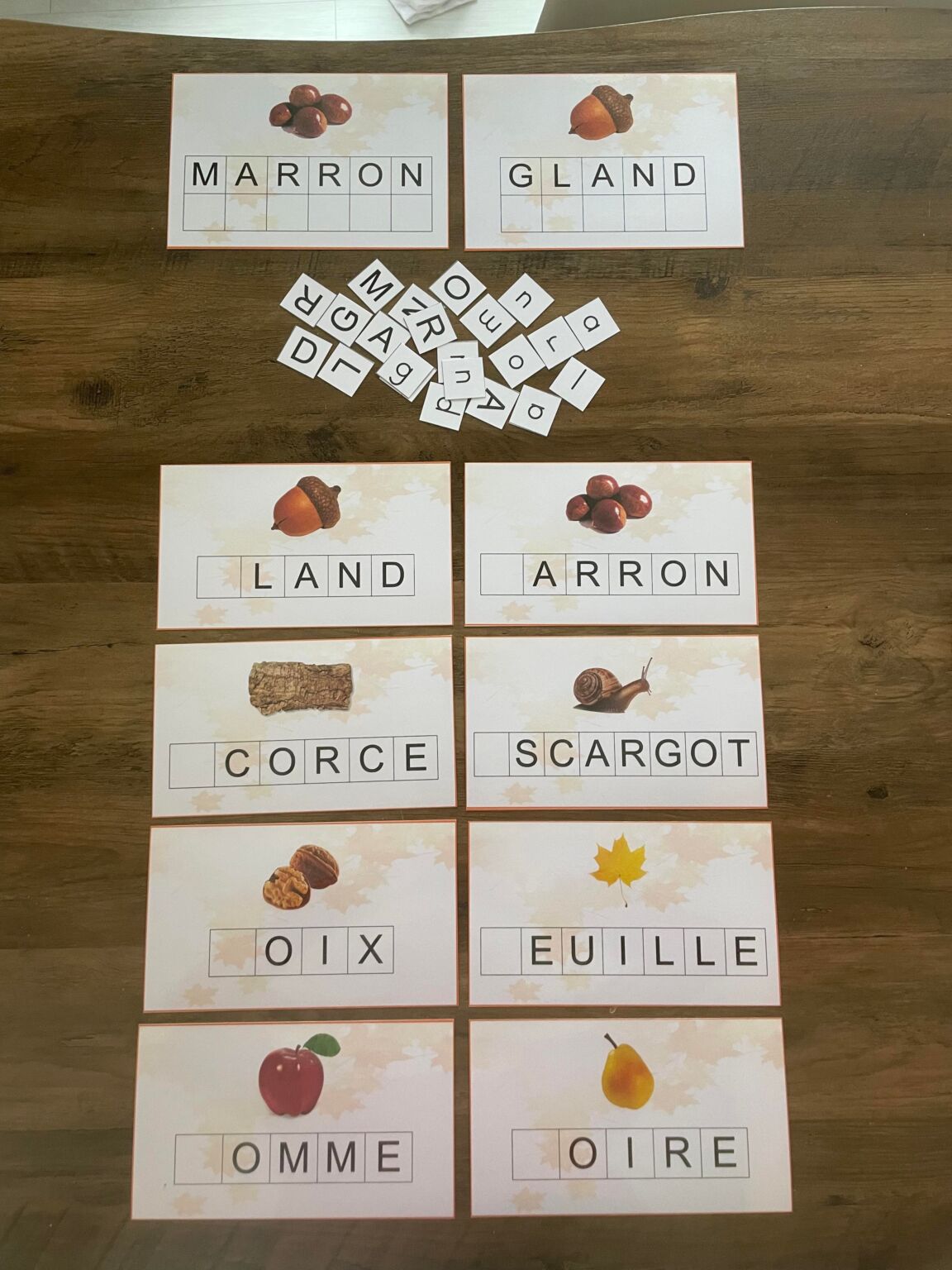 Cartes à pince et fiches mots automnales – Apprendre Simplement