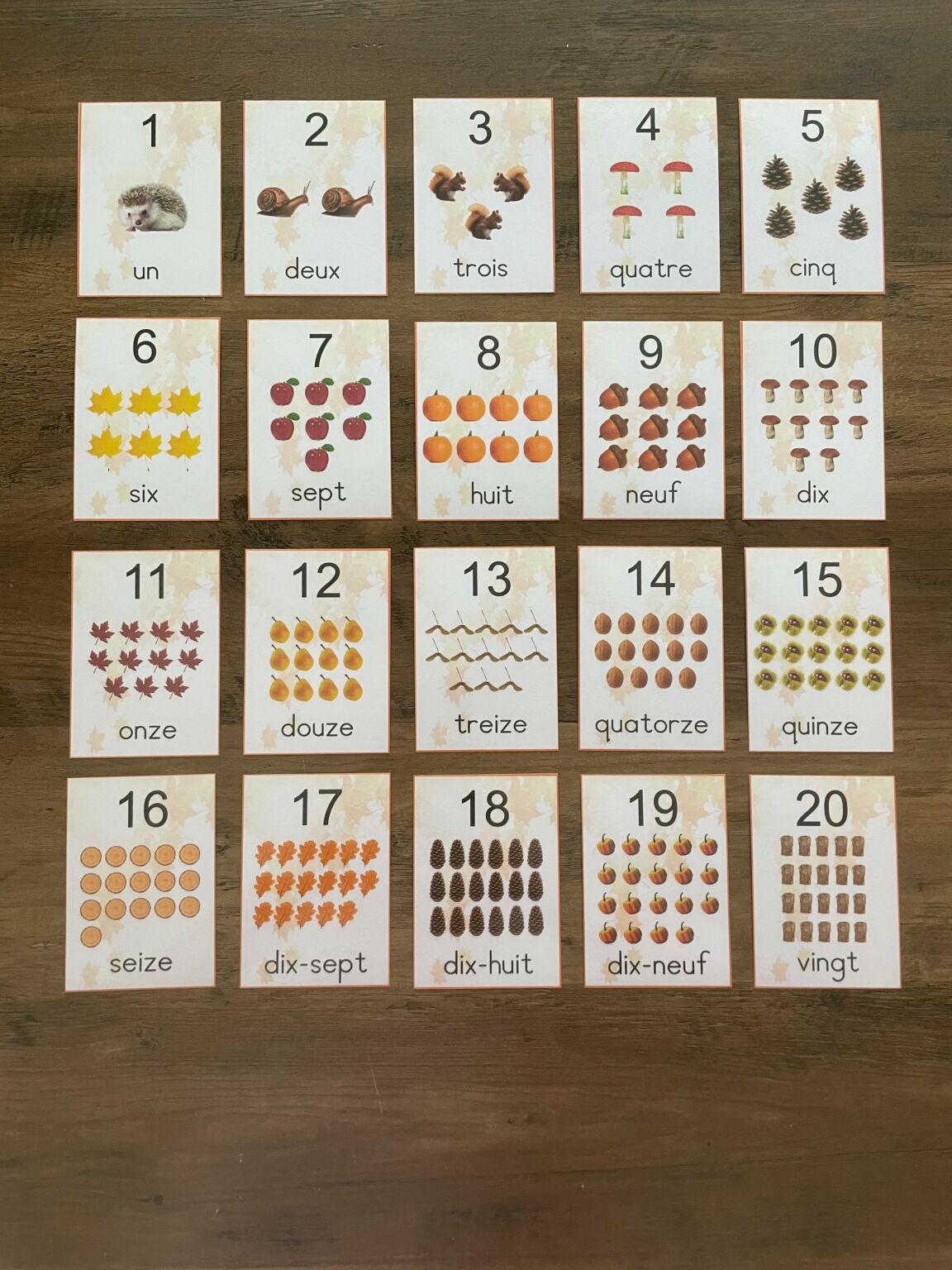 Cartes chiffres d’automne – Apprendre Simplement