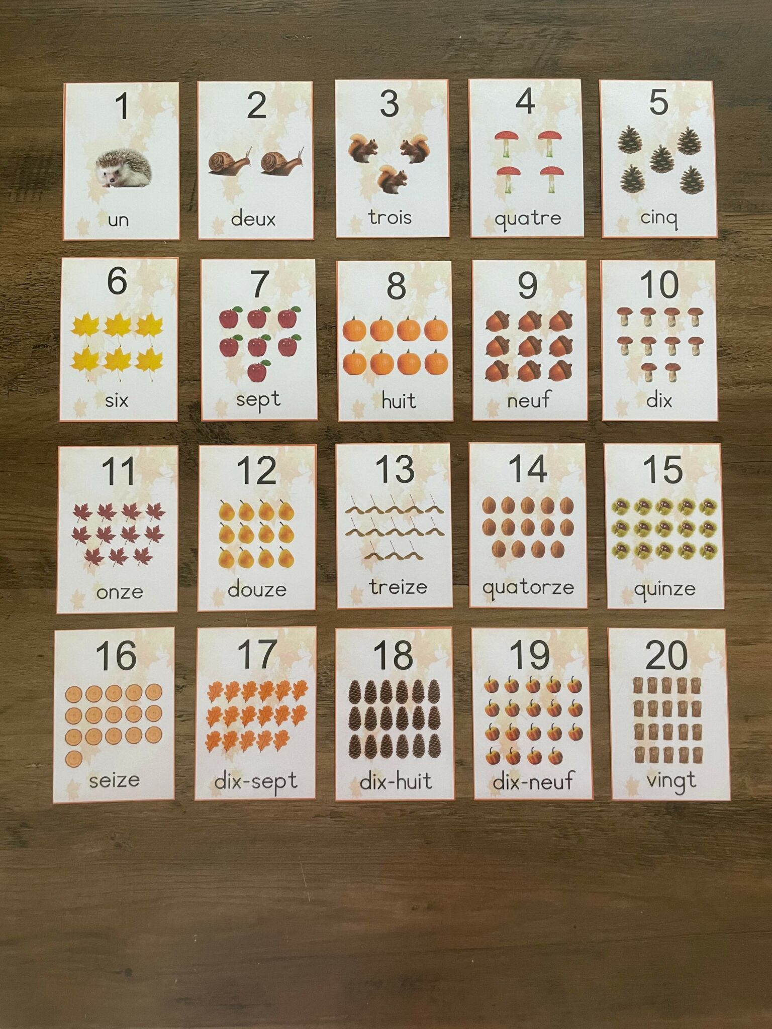 Cartes chiffres d’automne – Apprendre Simplement