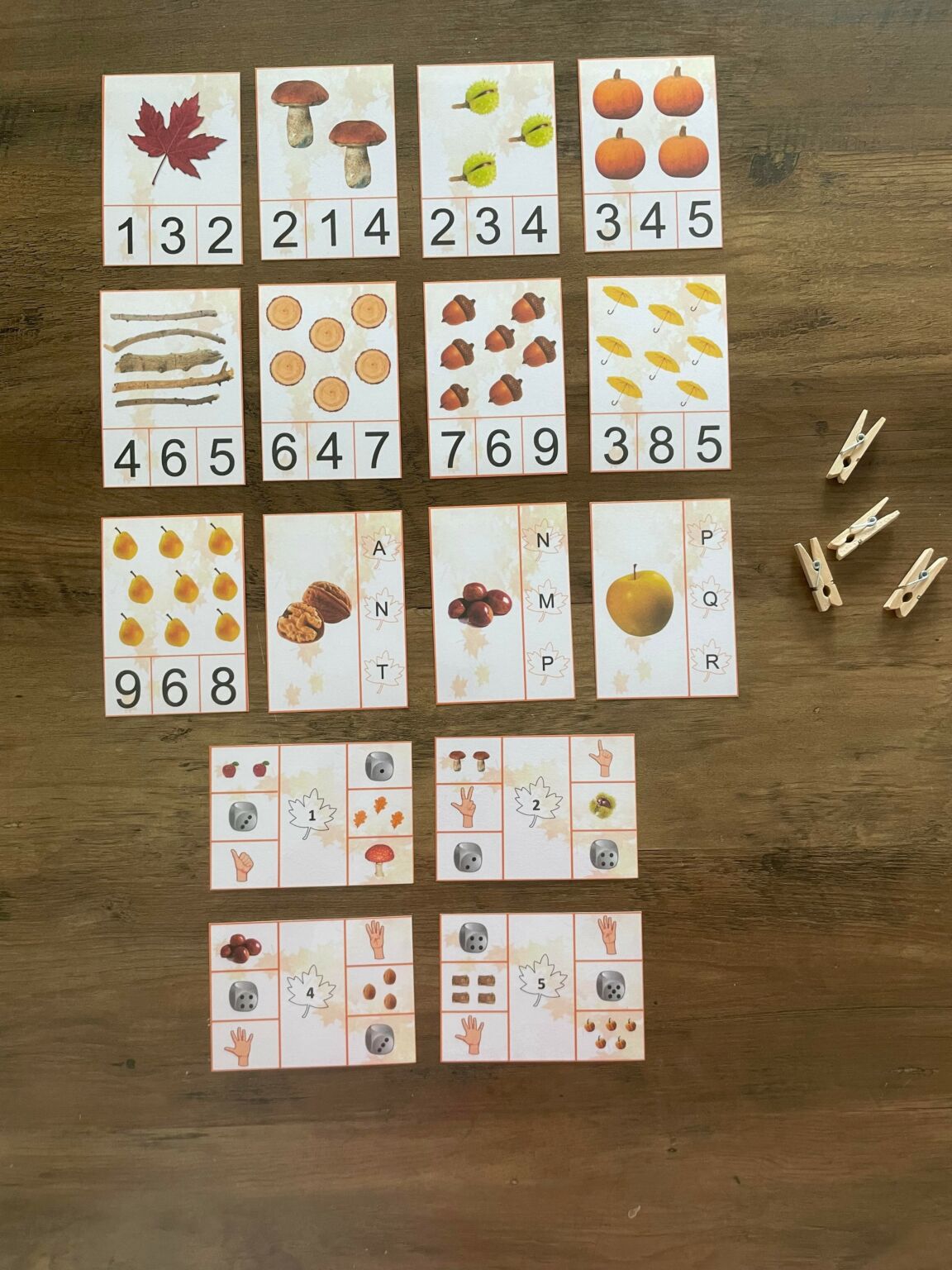 Cartes à pince et fiches mots automnales – Apprendre Simplement