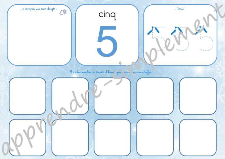 Fiches Chiffres, Ecriture Et Dénombrement D’hiver – Apprendre Simplement