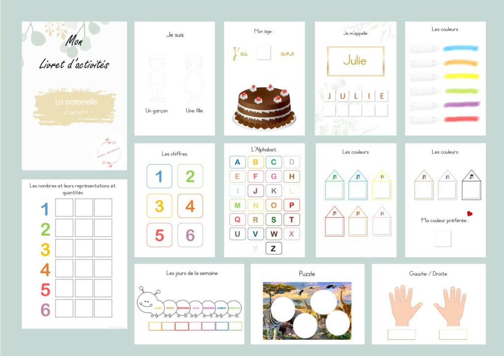Livret d’activité ” vers la maternelle “ – Apprendre Simplement
