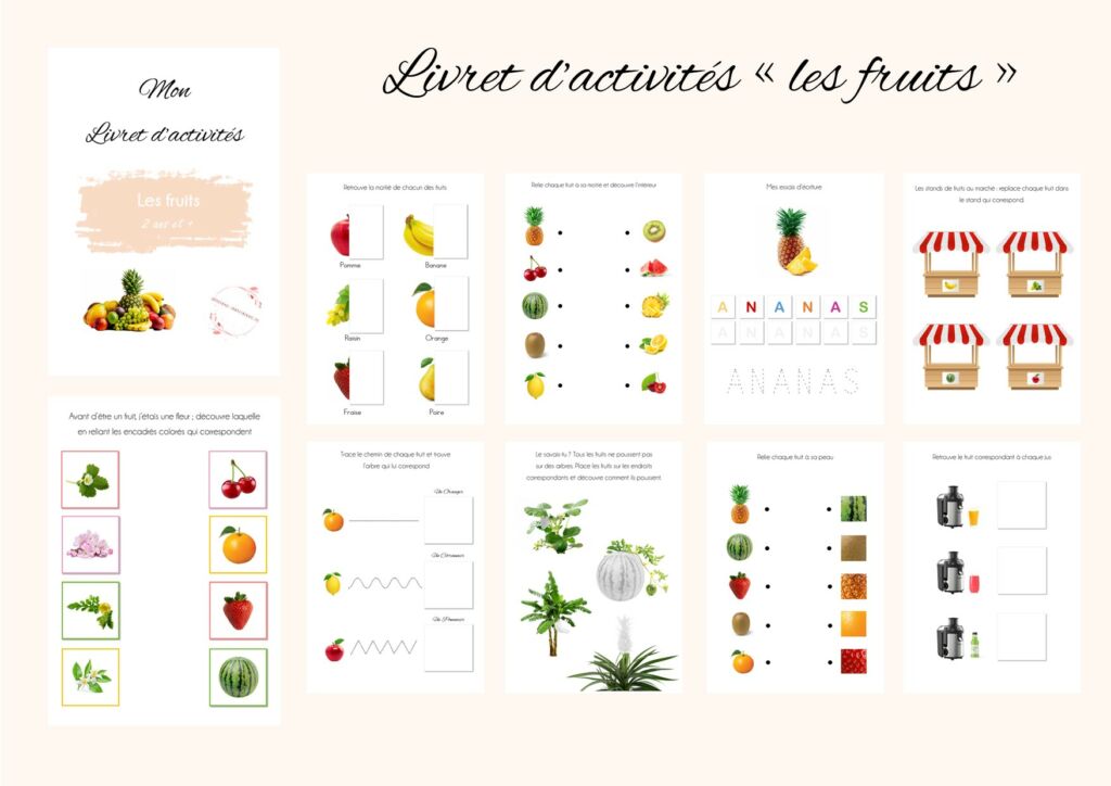 Livret d’activités “les fruits” – Apprendre Simplement